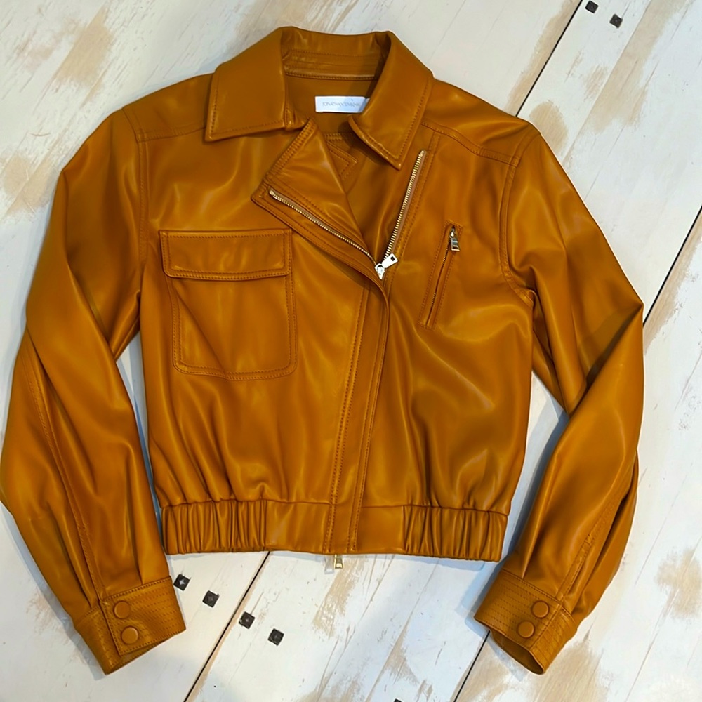 Jonathan Simkhai Faux Leather Bomber Jacket - Gem